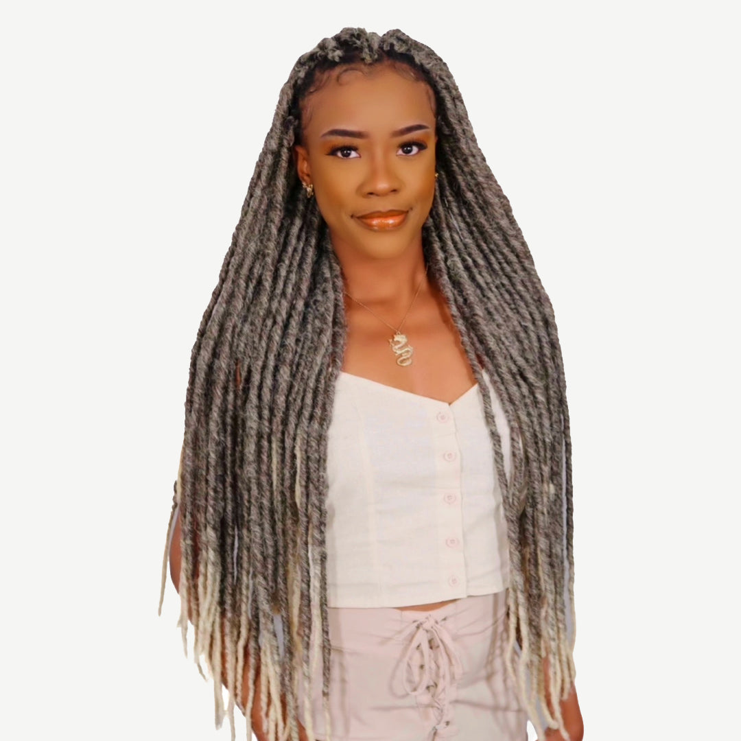 Ash Grey Faux Locs (Layered) 26" - Full Head Installation